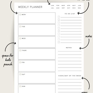 PDF Weekly Planner, Weekly Planner Template, Weekly Planner Undated ...