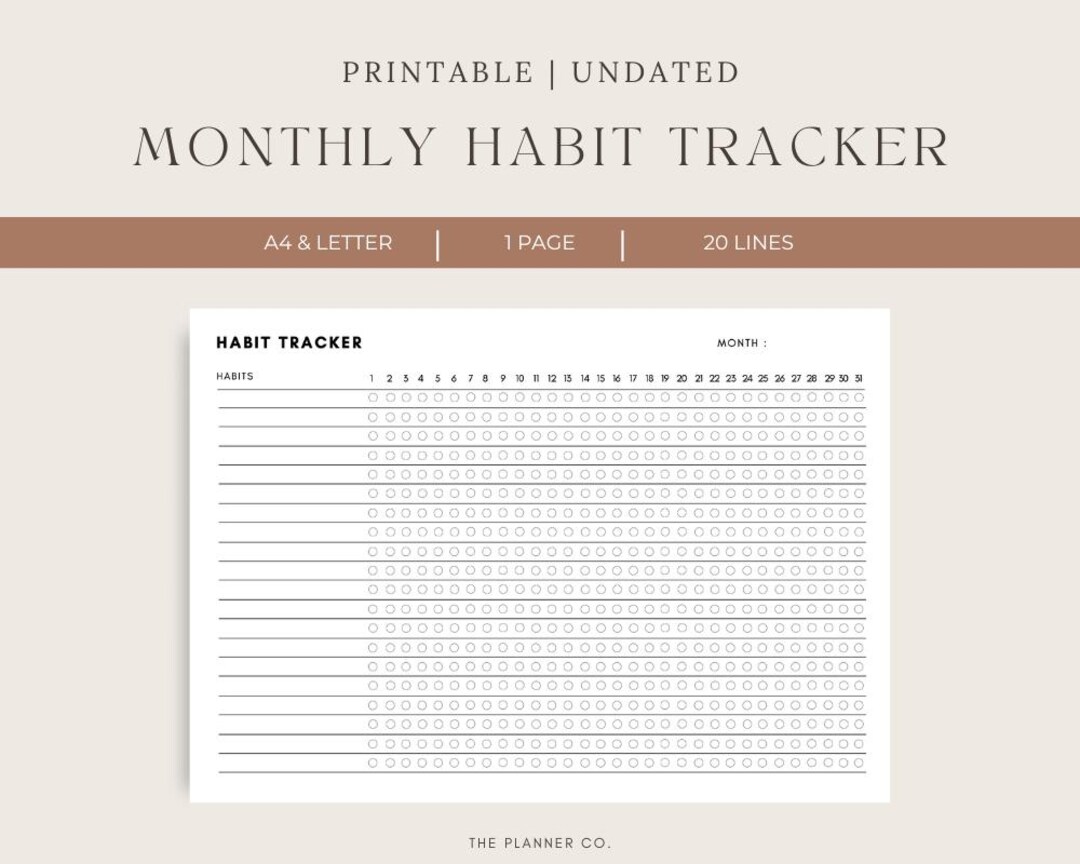 Monthly Habit Tracker, Routine Tracker, Printable Tracker, Goal Tracker ...