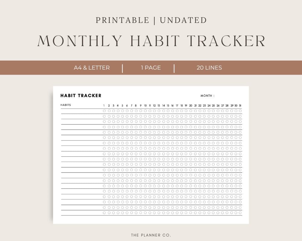 Monthly Habit Tracker, Routine Tracker, Printable Tracker, Goal Tracker ...