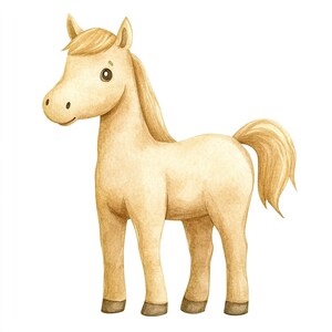 Watercolor Horse Clipart: Whimsical Farm Animal Art (digital Download ...