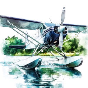 12 Watercolor Seaplane Clipart Images on the Water High Quality Digital ...