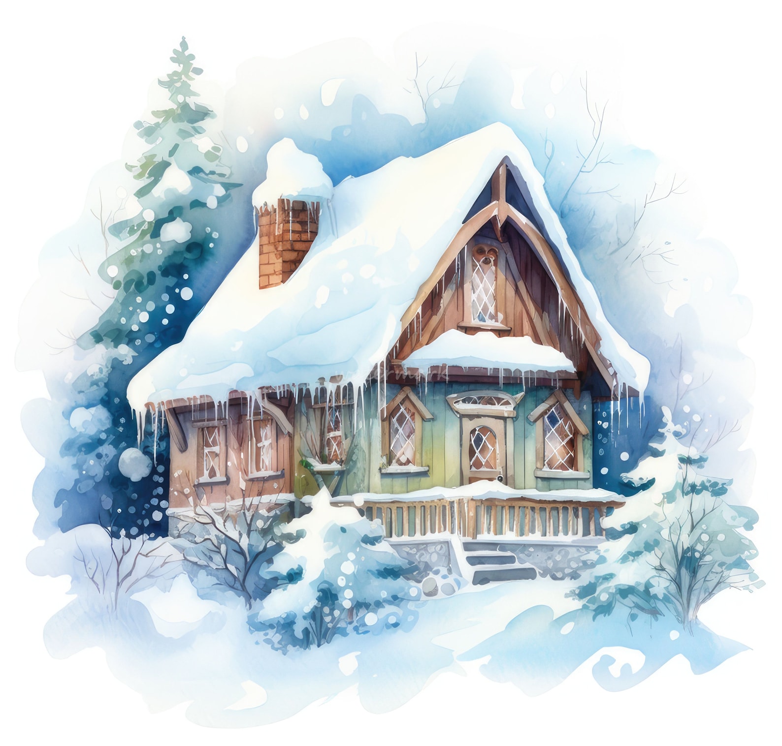 Snow Log Cabin Clipart, 10 High Quality Jpgs, House Clip Art Graphics ...