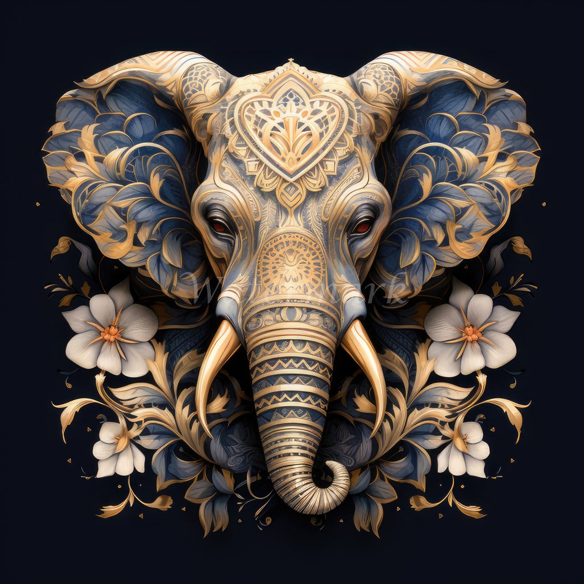 Elephant and Roses Clipart, High-resolution Animal Art (digital ...