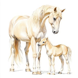 Watercolor Horse and Foal Clipart | 11 High-resolution Jpgs | Farm ...