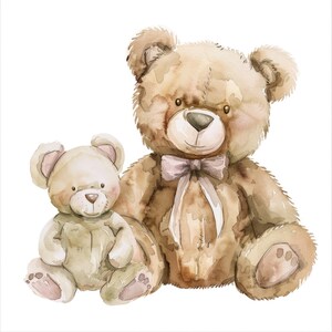 Cute Watercolor Bears Clipart – 20 Adorable JPG Images, Baby Animals ...