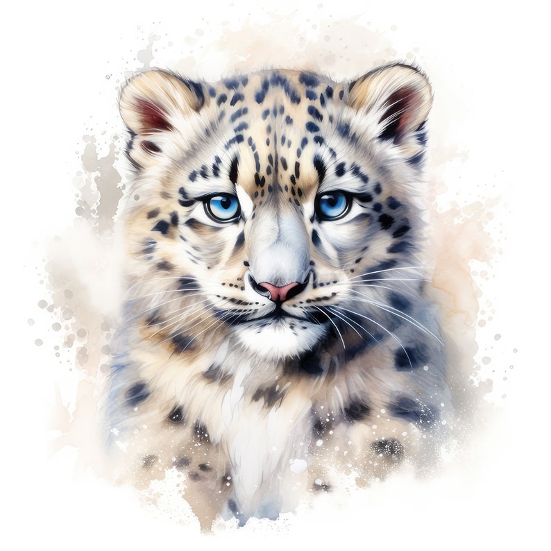 Cute Snow Leopard Clipart 12 High Quality Jpgs 300 DPI - Etsy