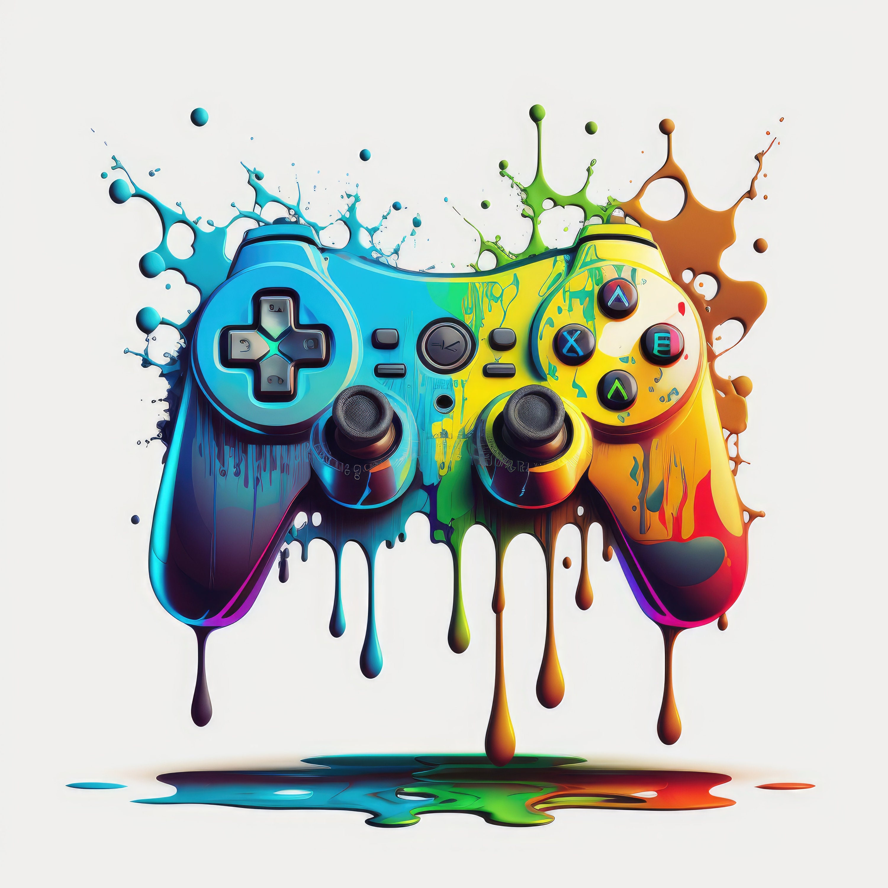 Colorful Video Game Controller Clipart: High-resolution Jpgs (digital ...