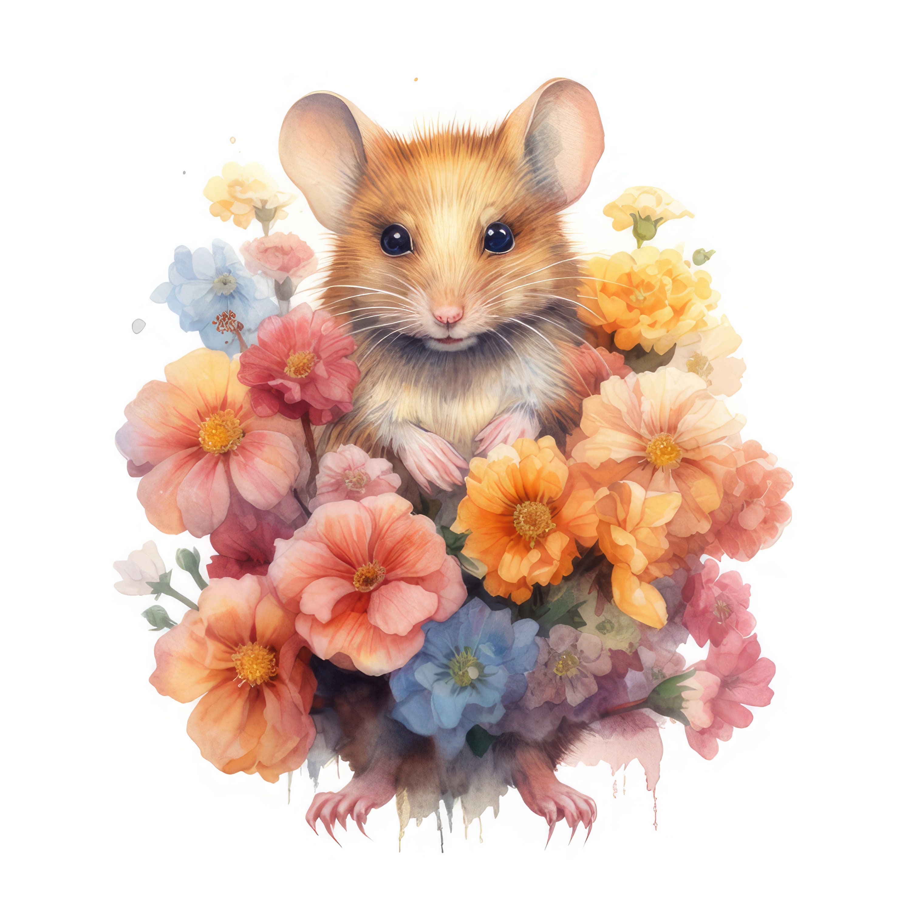 Cute Mouse With Flowers Clipart 13 High Quality Jpgs 300 DPI, 4098 X ...