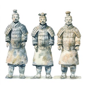 16 Terracotta Warrior Watercolor Clipart Ancient Chinese Army ...