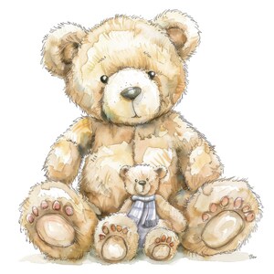 Cute Watercolor Bears Clipart – 24 Adorable JPG Images, Baby Animals ...