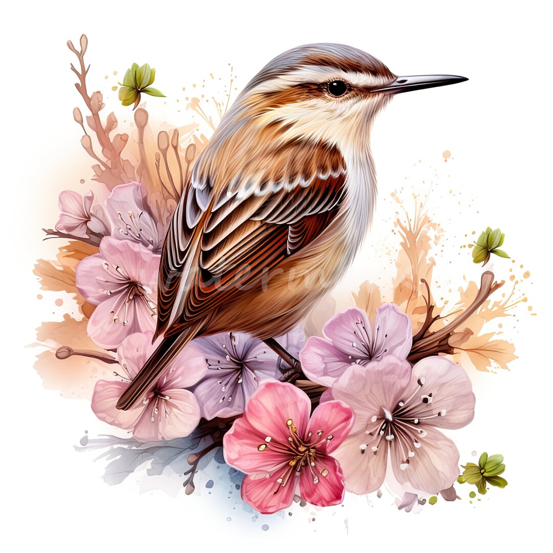 Treecreeper Bird PNG Clipart, Bird Flowers PNG, Floral Bird PNG ...