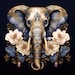 Elephant and Roses Clipart, High-resolution Animal Art (digital ...