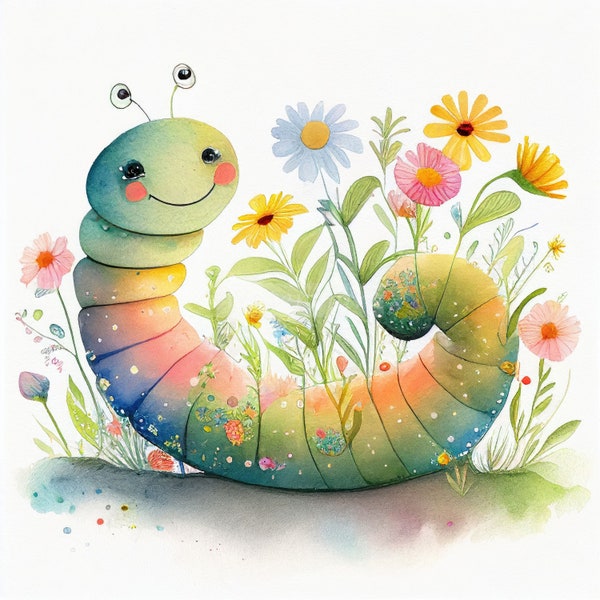 Worm Watercolor Clip Art - Etsy