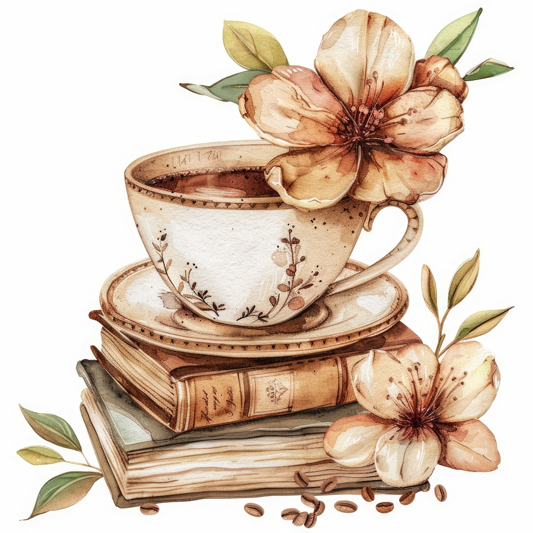 Pretty Floral Tea Cup Clipart, Floral Tea Cup Set, Printable Watercolor ...
