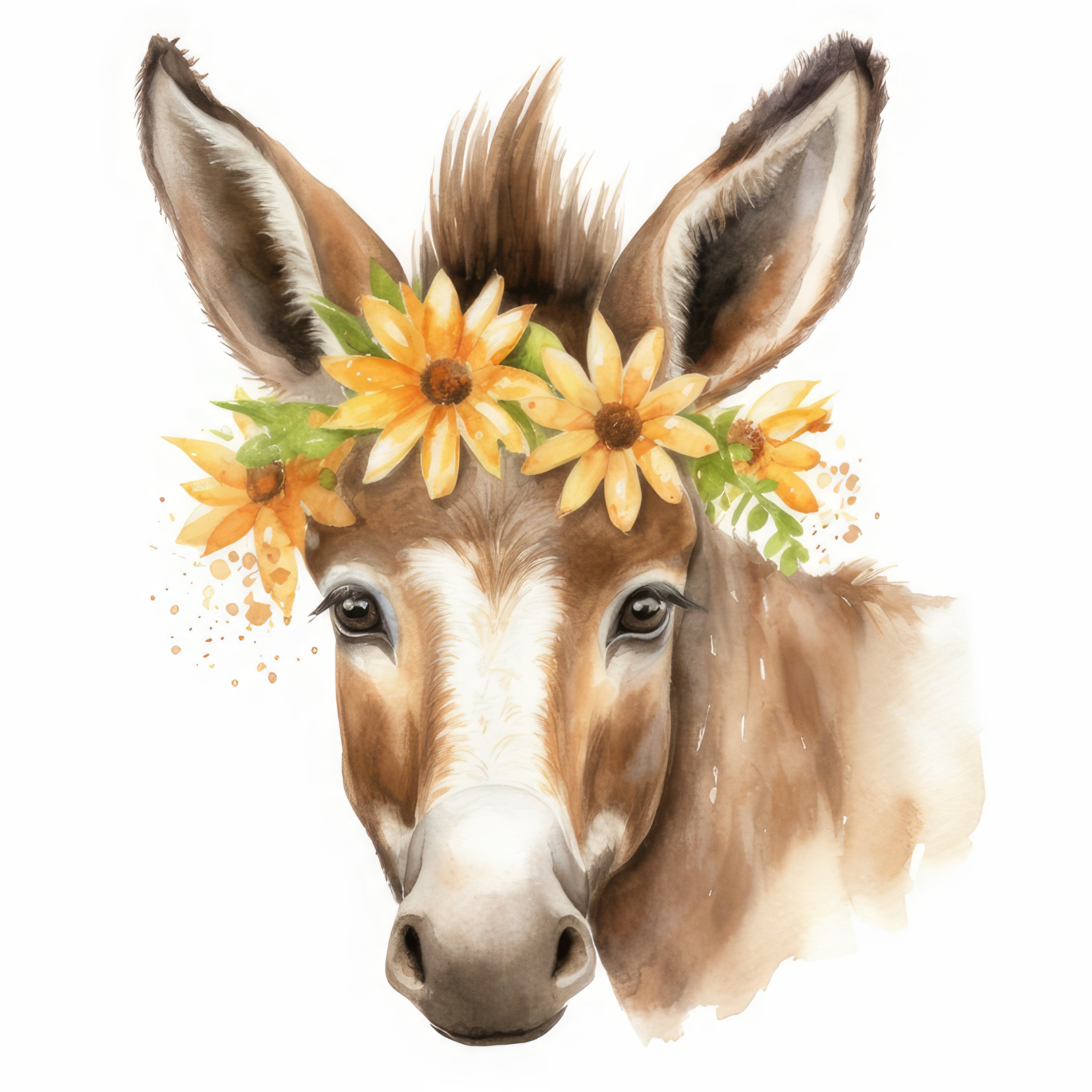 Cute Donkey and Flowers Clipart 16 High Quality Jpgs High - Etsy