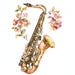 16 Watercolor Saxophone With Flowers Clipart Set – 16 High-resolution ...