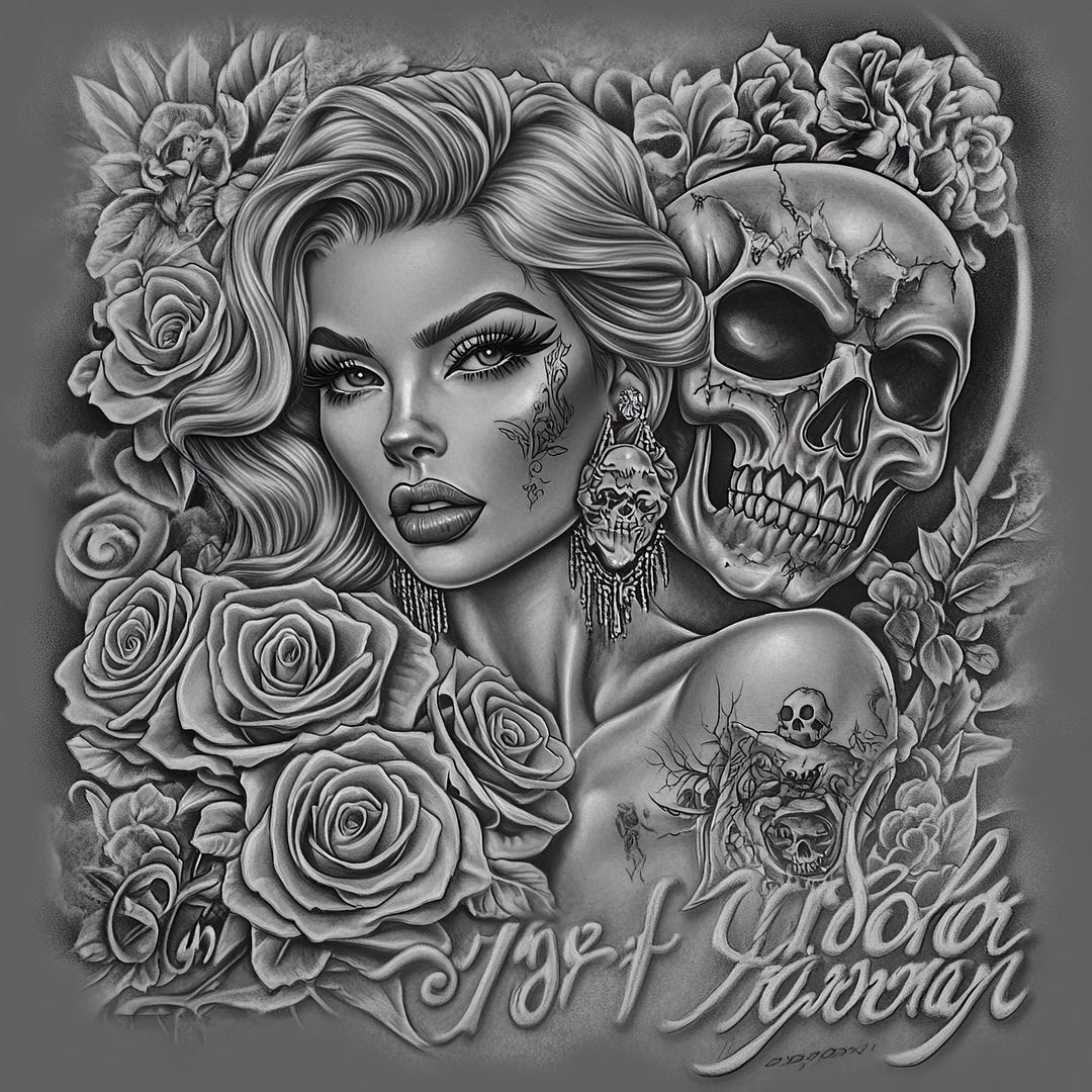 Attractive Woman Skull Chicano Art Clipart, 15 High Quality Jpgs ...