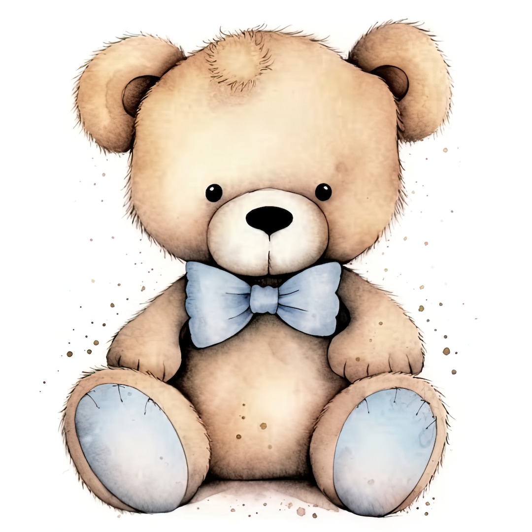 16 Teddy Bear Clipart Jpgs, High Quality, Digital Planner, Paper Crafts, Watercolor, Teddy Bear ...
