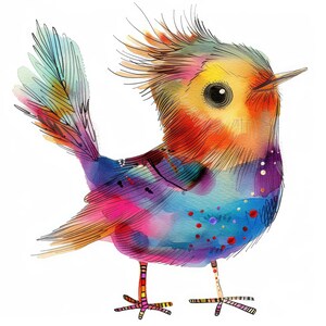 18 Whimsical Birds Clipart, Funny Birds, Digital Clipart, Watercolor ...