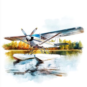 12 Watercolor Seaplane Clipart Images on the Water High Quality Digital ...