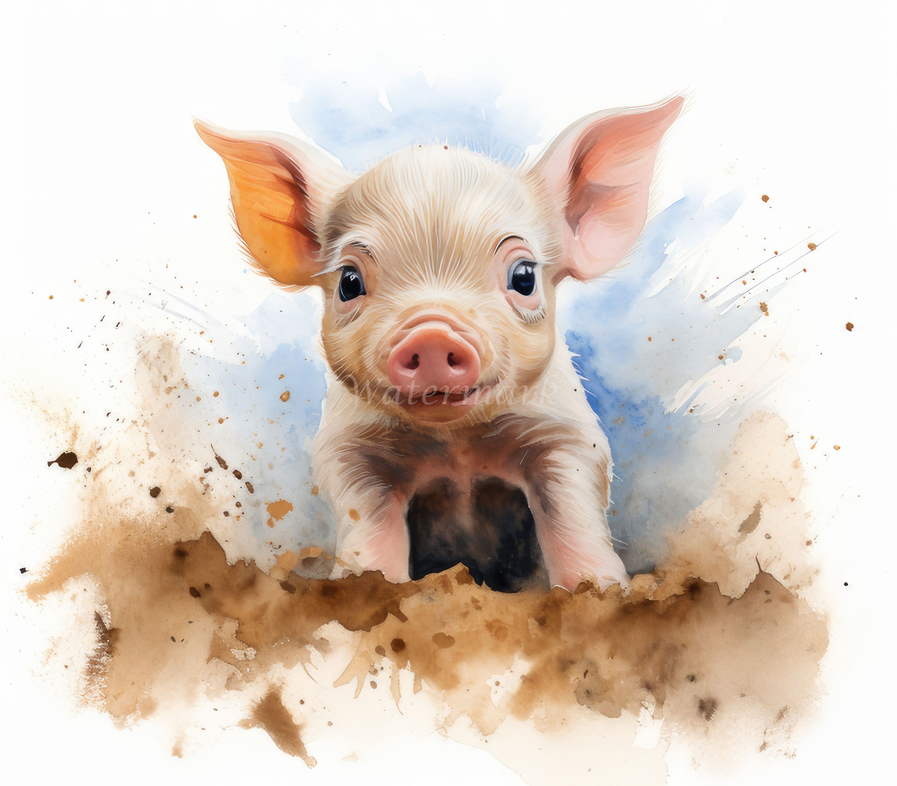 Piglet in Mud Clipart 12 High Quality Jpgs Muddy Pig - Etsy