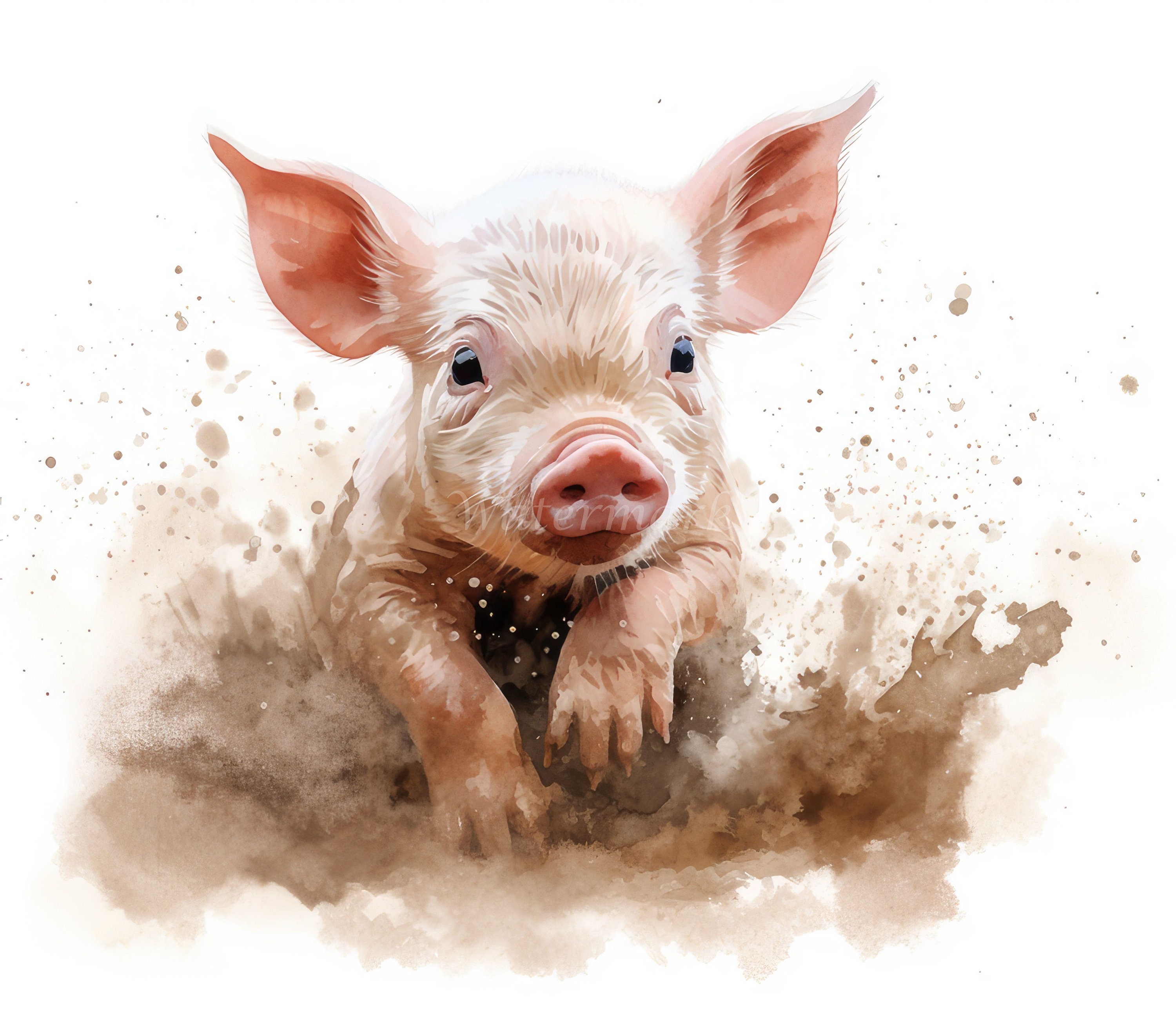 Piglet in Mud Clipart 12 High Quality Jpgs Muddy Pig - Etsy