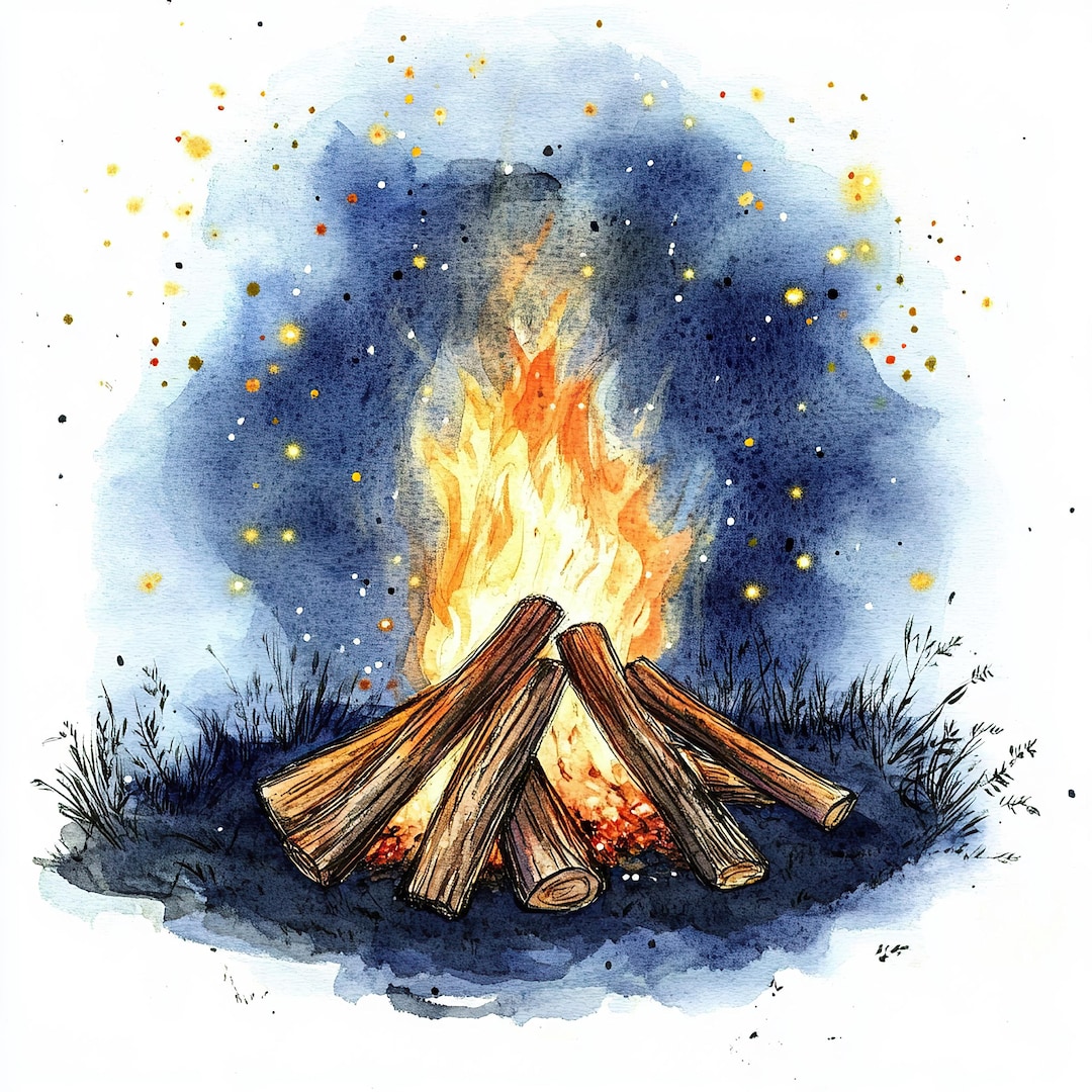 Campfire Clipart Bundle – 16 Adorable Camping JPG Images, Outdoor Camp ...