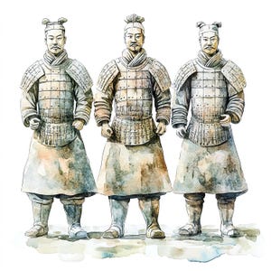 16 Terracotta Warrior Watercolor Clipart Ancient Chinese Army ...