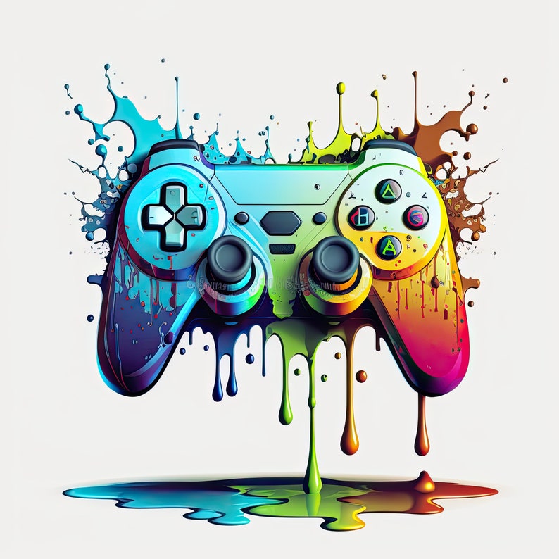 Colorful Video Game Controller Clipart: High-resolution Jpgs (digital ...