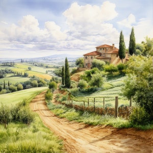 Italian Countryside Clipart, 20 High Quality Jpgs, Tuscan Landscapes ...