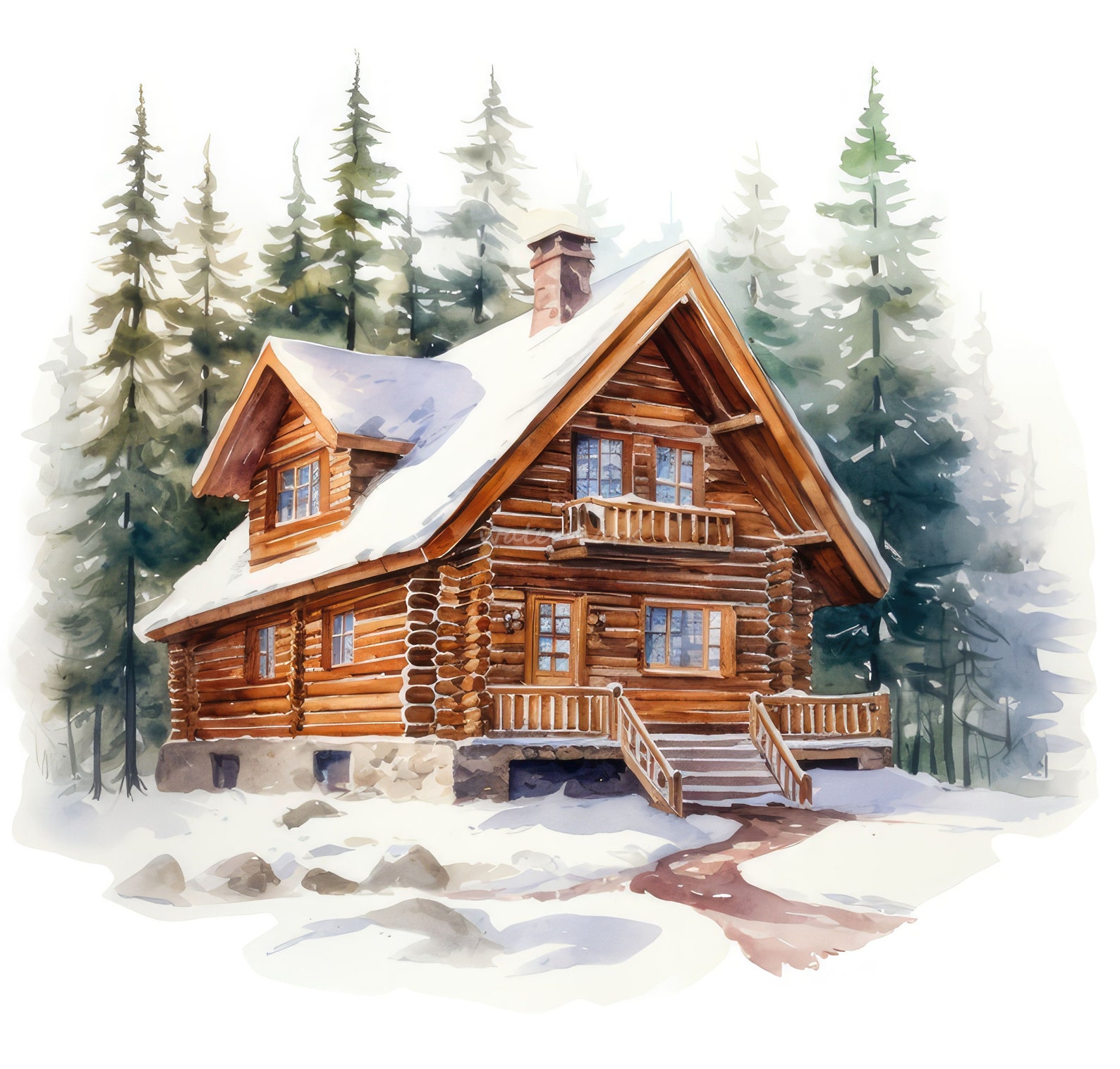 Snow Log Cabin Clipart, 10 High Quality Jpgs, House Clip Art Graphics ...