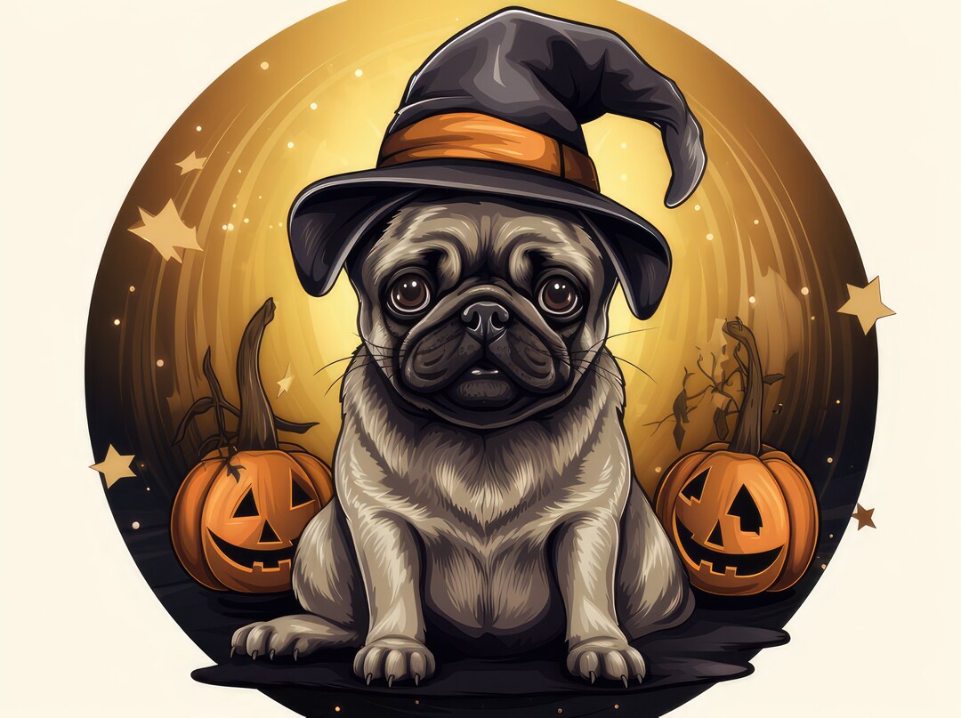 Halloween Pug Dog Puppy Clipart Cute Witch Sublimation - Etsy