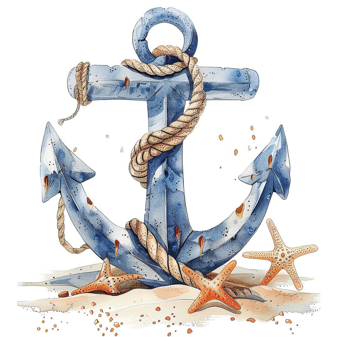 12 Nautical Anchor Clipart Set Ship Anchor Beach Starfish Clipart ...