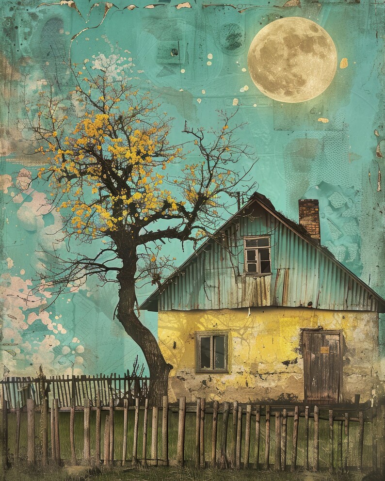 Whimsical Houses Printable Art: Mixed Media Designs (digital Download ...
