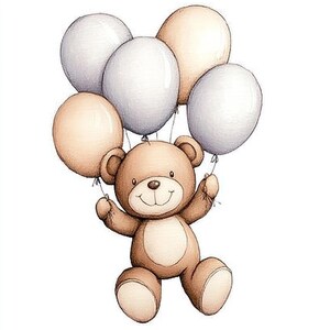 14 Cute Teddy Bear Images, Bear Clipart With Balloons, PNG + Jpgs, Baby ...