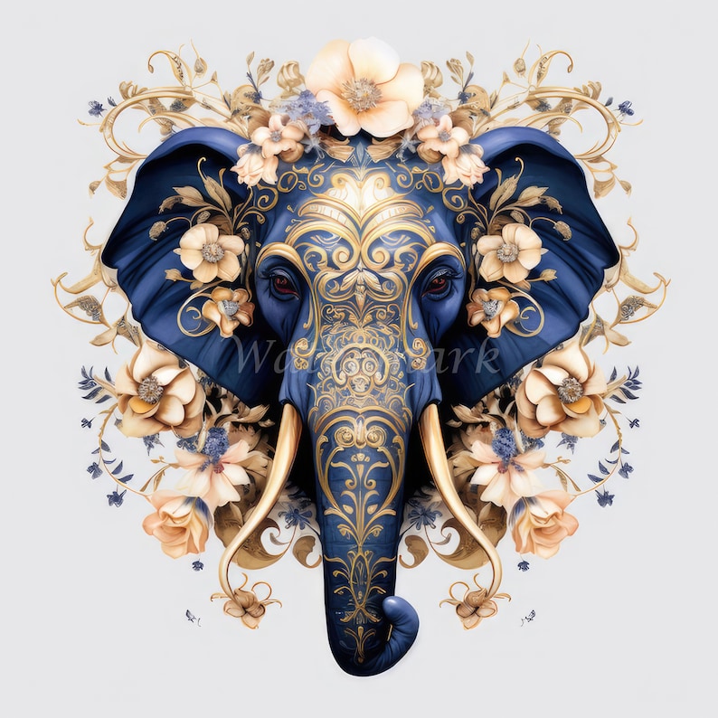 Elephant and Roses Clipart, 12 High Quality Jpgs | 300 DPI Digital ...