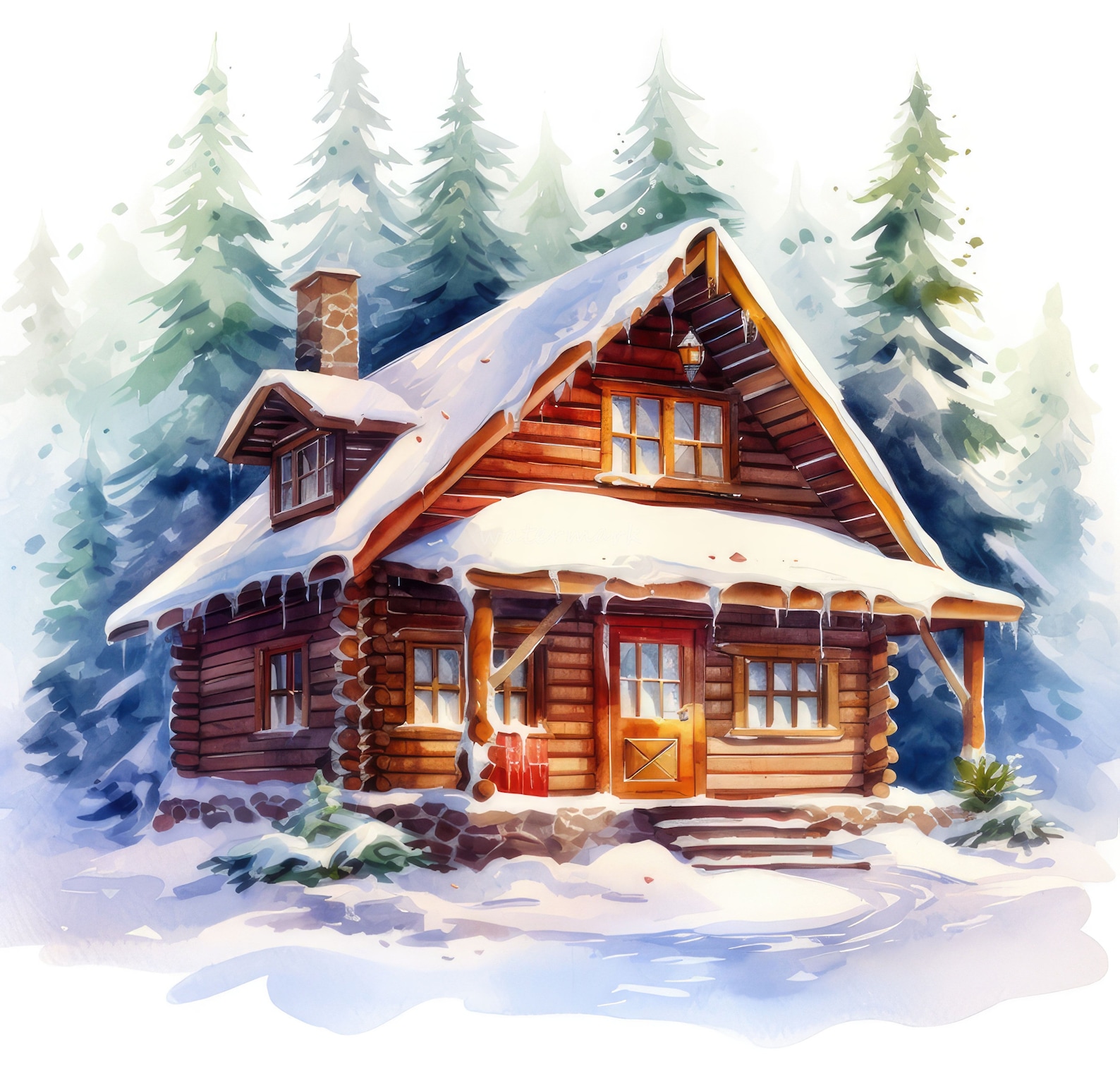 Snow Log Cabin Clipart, 10 High Quality Jpgs, House Clip Art Graphics ...