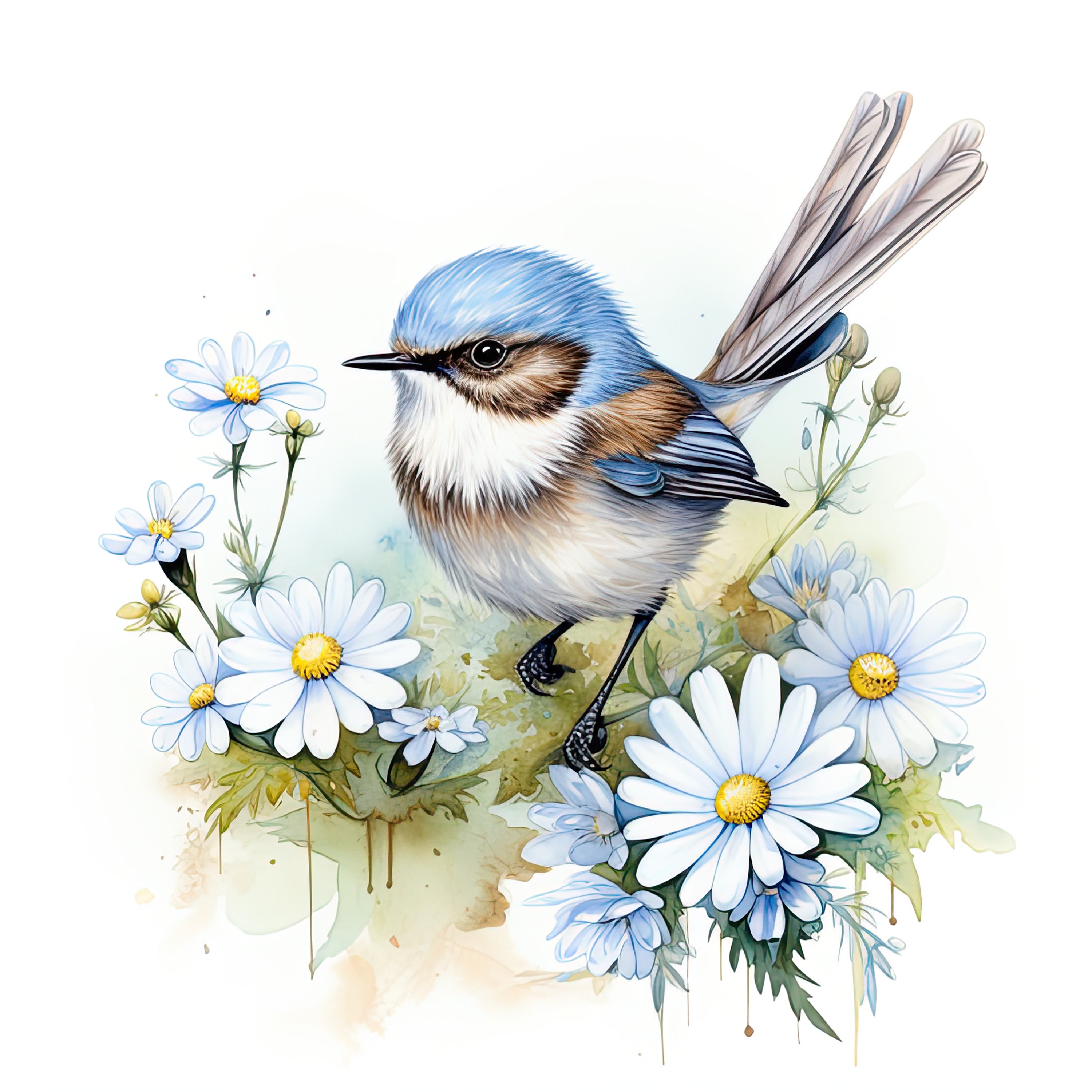 Superb Fairywren Bird Clipart PNG. Blue Bird PNG. Bird Flowers Clipart ...