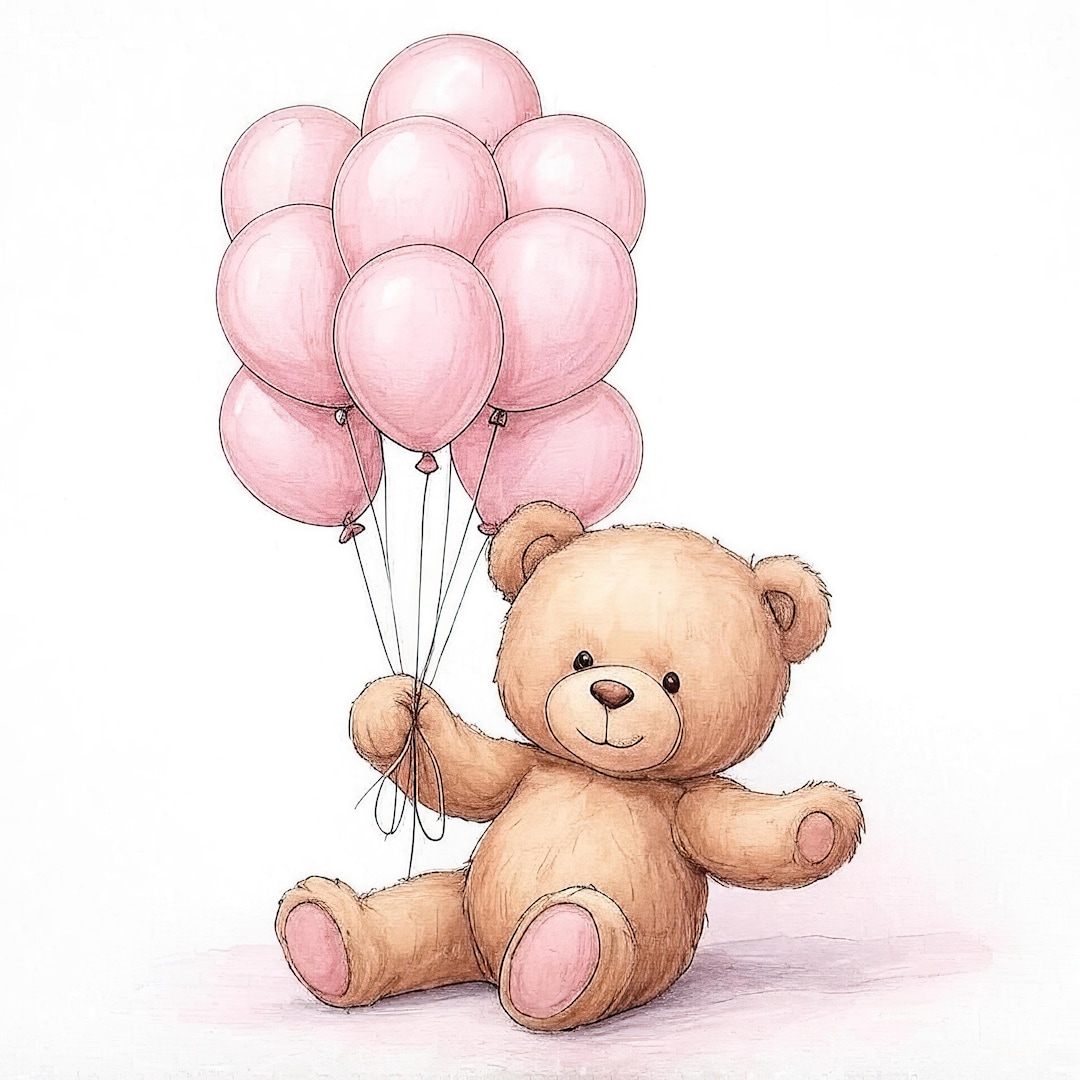 Teddy Bear Balloon Clipart: High-res PNG & JPG (digital Download) - Etsy