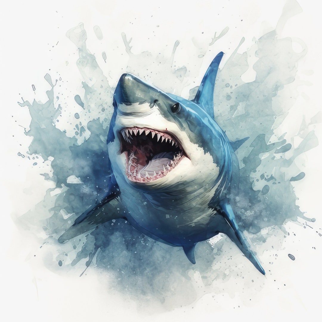 Shark in Ocean Clipart 12 High Quality Images, 300 DPI Digital Download ...