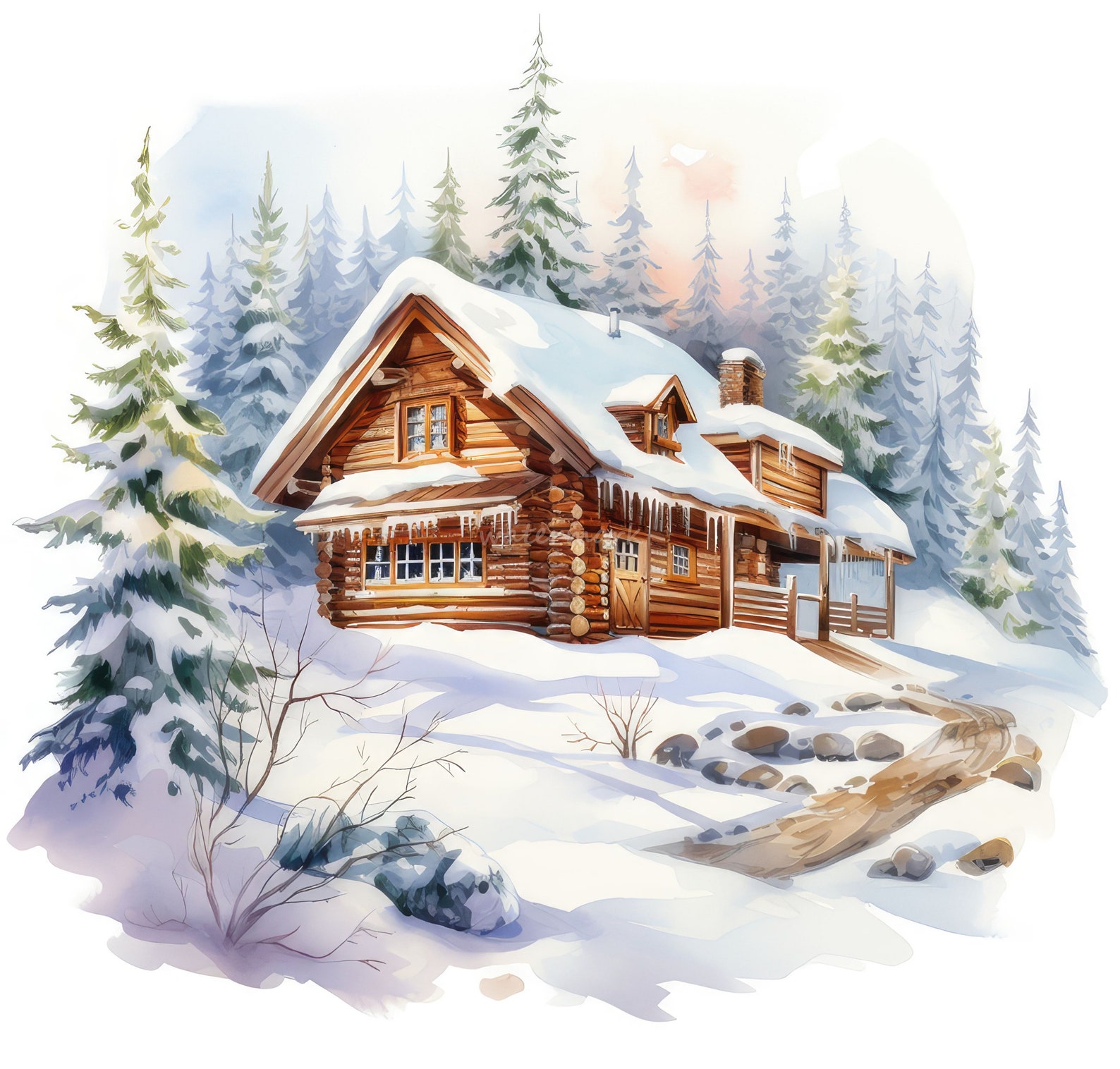 Snow Log Cabin Clipart, 10 High Quality Jpgs, House Clip Art Graphics ...