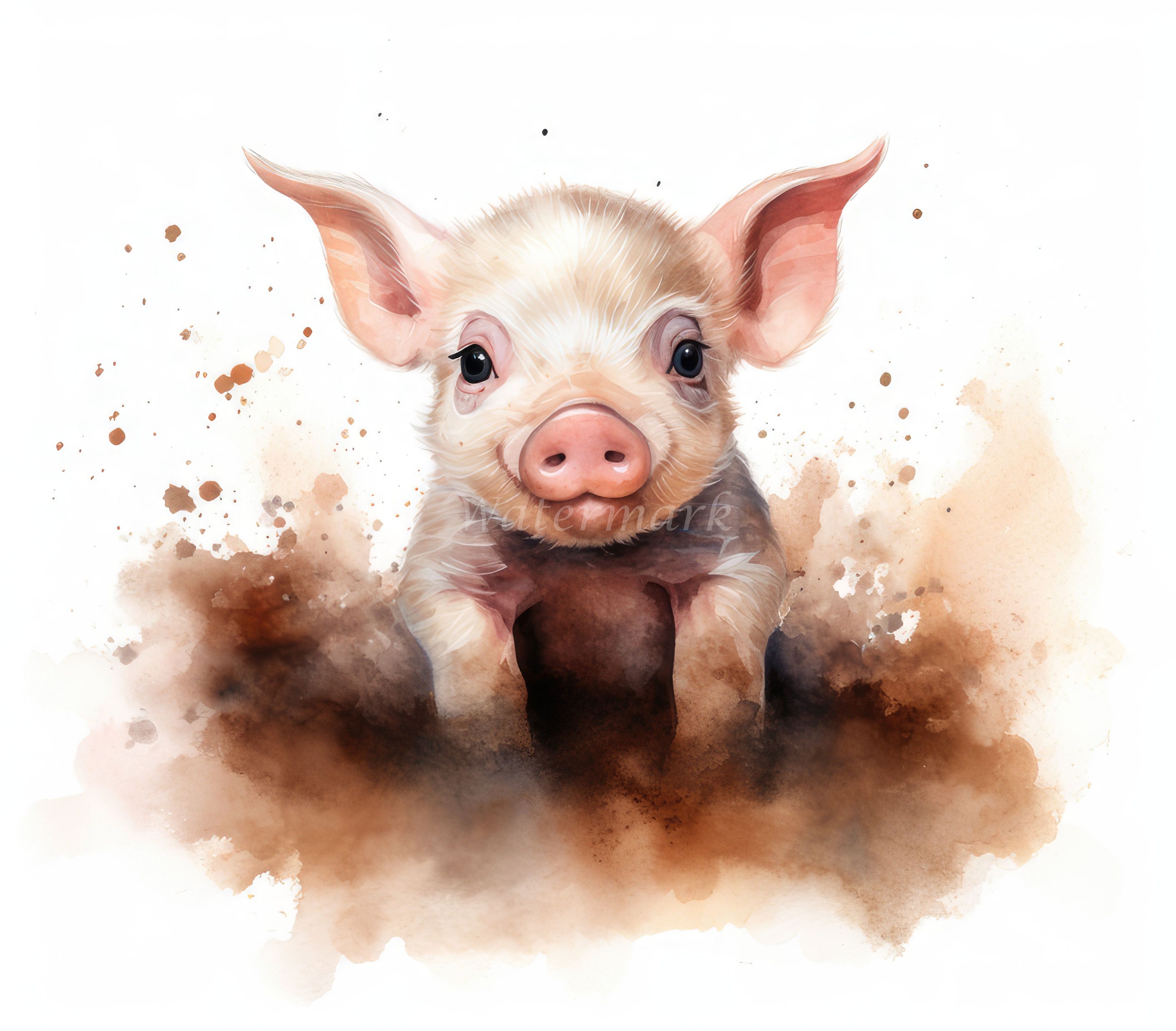 Piglet in Mud Clipart 12 High Quality Jpgs Muddy Pig - Etsy