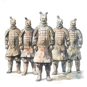 16 Terracotta Warrior Watercolor Clipart Ancient Chinese Army ...