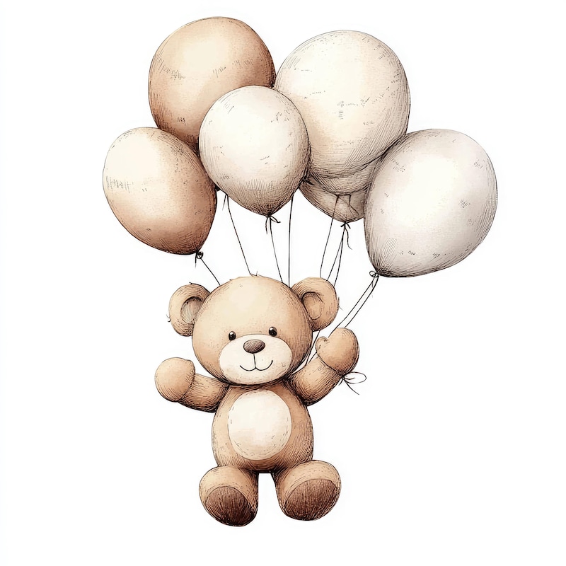 Bear Balloon Clipart - Etsy