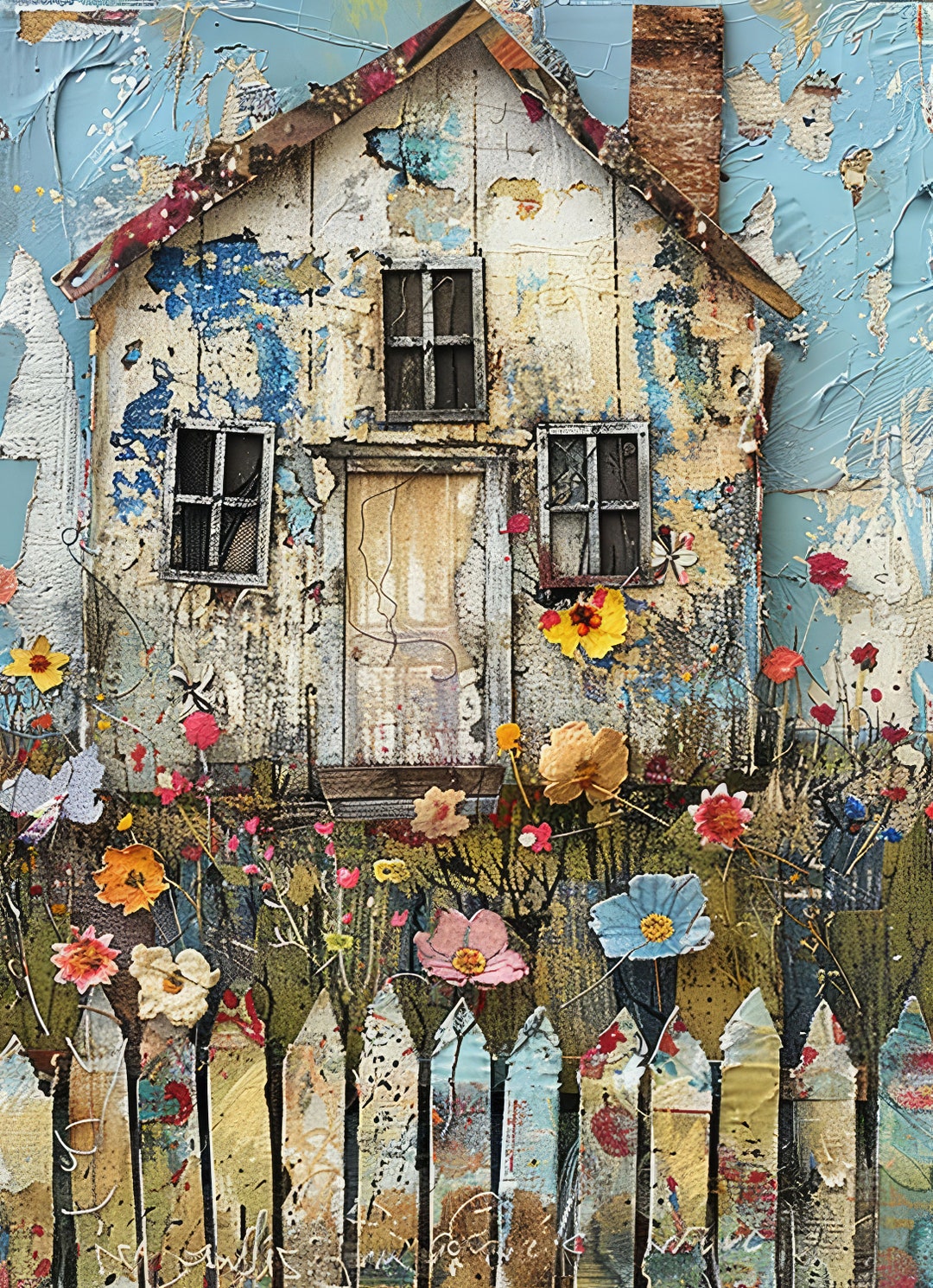 Whimsical Houses Printable Art Images, Digital Download Clipart, Quirky ...
