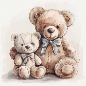 Cute Watercolor Bears Clipart – 24 Adorable JPG Images, Baby Animals ...