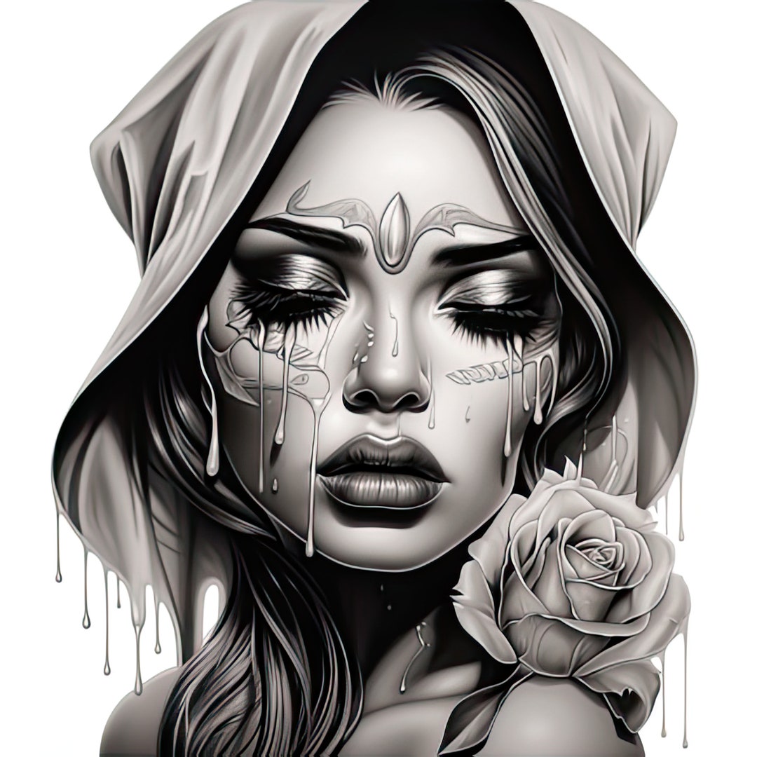 Sad Woman Chicano Tattoo Art 19 High Quality Jpgs Digital Planner, Junk ...