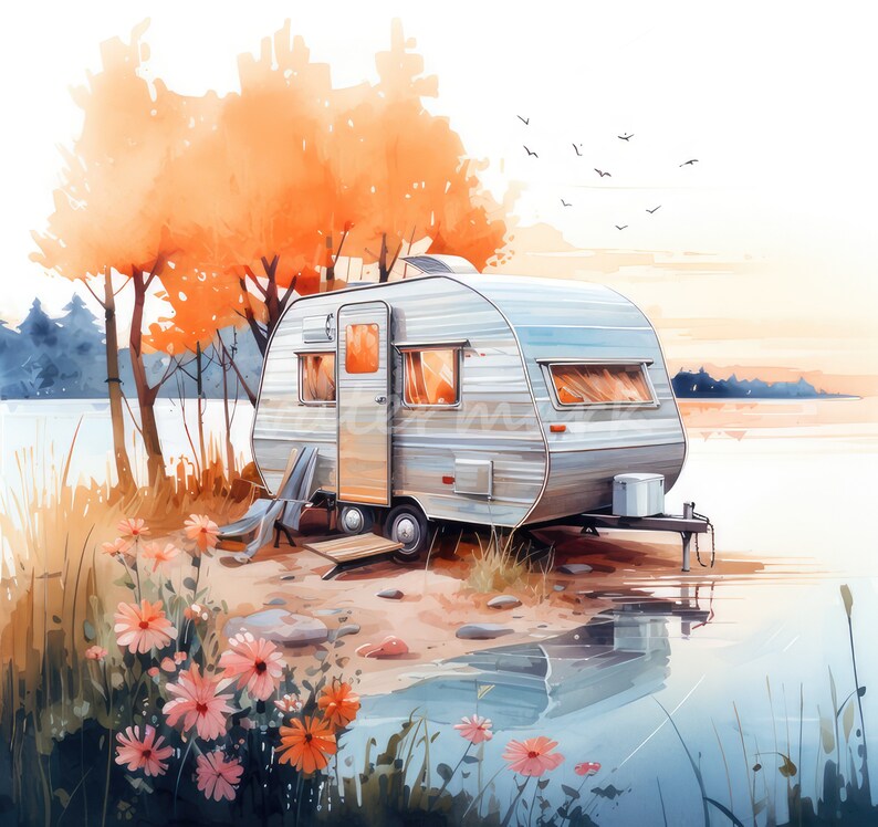 12 Campervan Clipart Jpgs Travel Vanlife Clipart Cozy Lake - Etsy