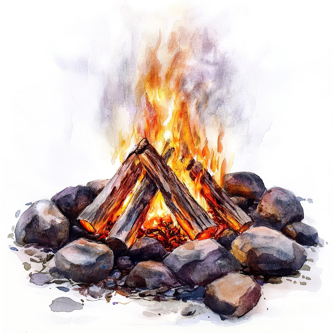 Campfire Clipart Bundle – 16 Adorable Camping JPG Images, Outdoor Camp ...