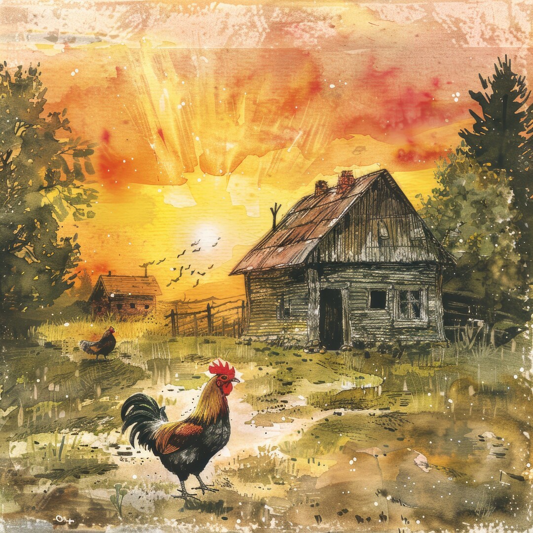 11 Farmyard Chickens Clipart, Printable Watercolor Clipart, Farmland ...